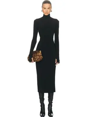 Norma Kamali Long Sleeve Turtleneck Dress - Black