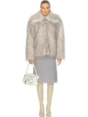 AKNVAS AKNVAS Dagmar Short Faux Fur Coat White & Grey