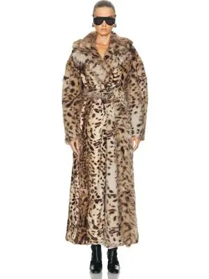 AKNVAS Kassel Faux Fur Long Coat - Fur & Brown