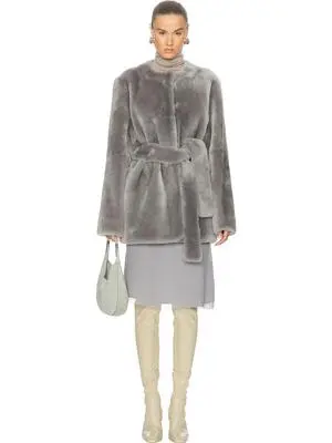 TOTEME Plush Shearling Jacket - Grey
