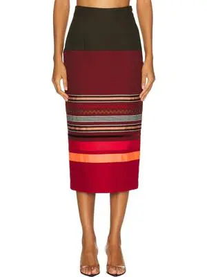Christopher John Rogers Colorblock Pencil Skirt - Sarsaparilla Multi