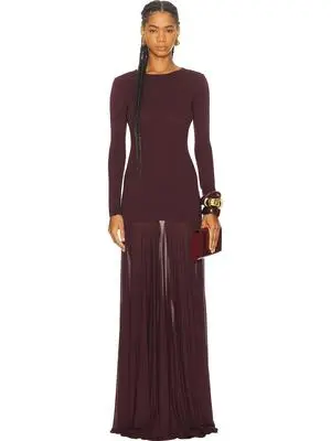 Atlein Long Sleeve Maxi Dress - Burgundy