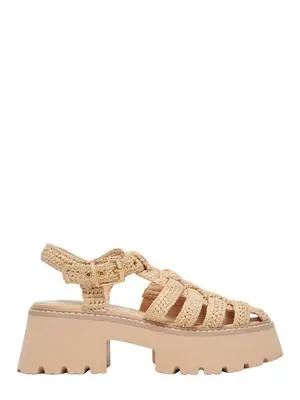 DOLCEVITA Lasly Raffia Platform Sandals - Natural Knit