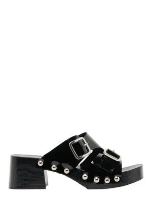 DOLCEVITA Studded Leather Slide-on Sandals - Black Leather