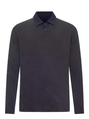 ROBERTO COLLINA Cotton-piquet Contrast-collar Polo Shirt - Grey