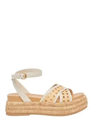 DOLCEVITA Wriley Platform Sandals - Creme Woven Raffia