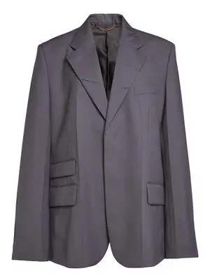 Victoria Beckham Oversized Notched Lapel Blazer - Dark Grey