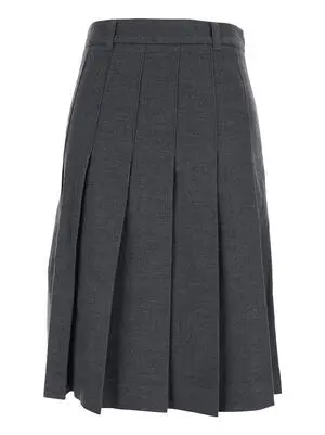 DUNST Pleated Midi Skirt - Grey