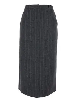 DUNST Wool-blend Straight Skirt - Grey