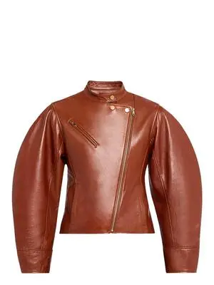 Ulla Johnson Ilaria Cropped Leather Jacket - Wenge