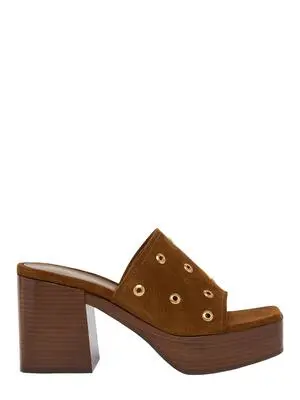 GIANVITO ROSSI Suede Platform Mule Sandals - Brown