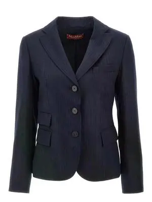 Max Mara Pinstripe Button Blazer - Blue