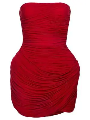 Magda Butrym Ruched Strapless Mini Dress - Red