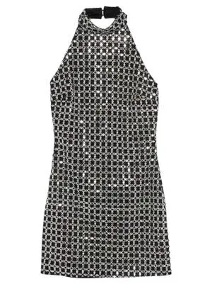 ROTATE BY BIRGER CHRISTENSEN Halterneck Bead-embellished Mini Dress - Black