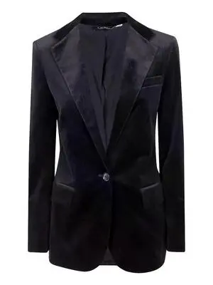 Ralph Lauren Velvet Single-breasted Blazer - Black