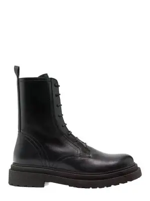 Brunello Cucinelli Leather Biker Boots - Black