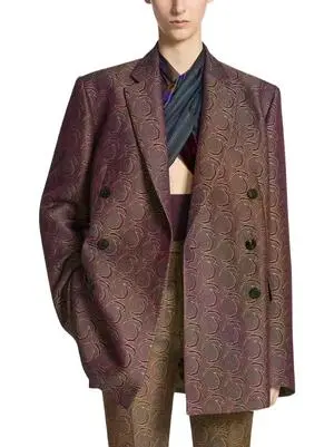 Dries Van Noten Jacquard Double-breasted Blazer - Red
