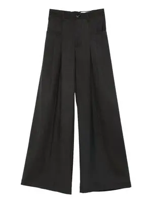 WHITE SAND Silk Blend Flared Trousers - Grey