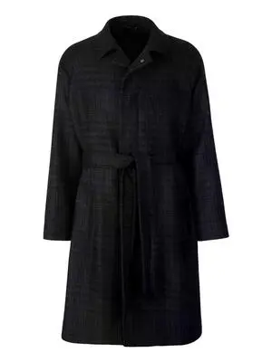 Tagliatore Check-pattern Belted Coat - Black