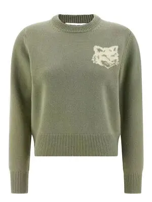 Maison Kitsuné Contrast Fox Head Sweater - Green