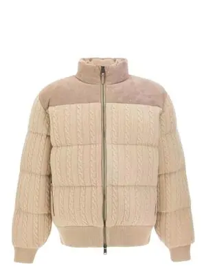 BOSS Cable-knit Suede Jacket - Neutrals