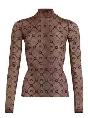 MARINE SERRE Patterned Long-sleeve Top - Brown