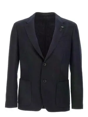 LARDINI Pin-detail Single-breasted Blazer - Blue