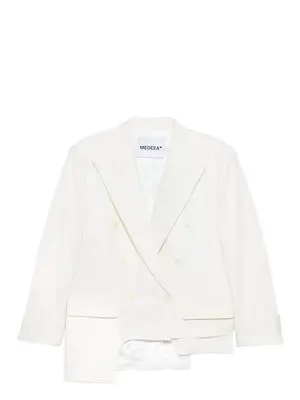 MEDEEA Asymmetric Double-breasted Blazer - White