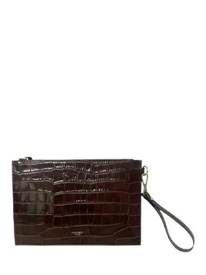 AVENUE 67 Crocodile-effect Clutch - Brown