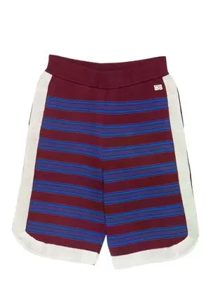 WALES BONNER Striped Knitted Shorts - Red