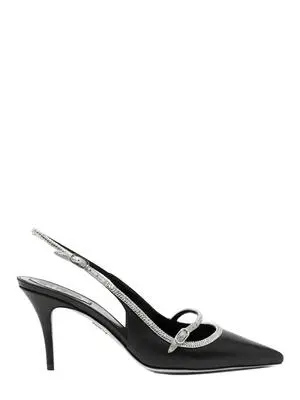 Rene Caovilla 80mm Crystal-embellished Slingback Pumps - Black