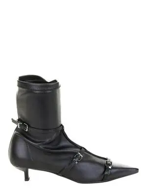 CHANTAL 30mm Buckle-detail Ankle Boots - Black