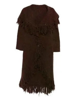 Cult Gaia Victoria Duster Fringed Coat - Brown