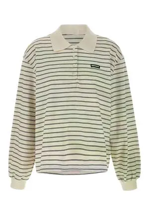 ROTATE BY BIRGER CHRISTENSEN Striped Long-sleeve Polo - Neutrals