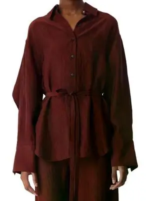 JASON WU Crinkled-effect Belted Shirt - Red