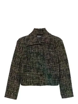Rochas Sequin-embellished Check-print Jacket - Black