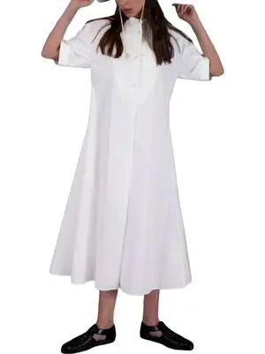 JIL SANDER Cotton Midi Shirt Dress - White