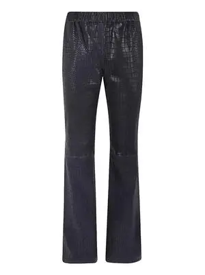 ENES Croc-embossed Flare Pants - Black