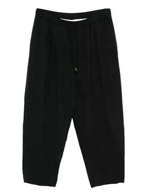 CALMLENCE Double Pleated Tapered Trousers - Black