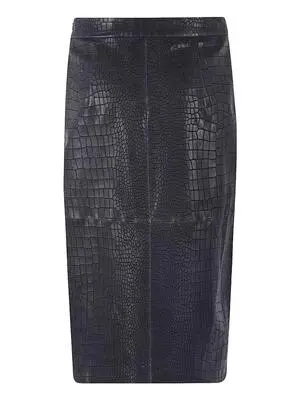 ENES Crocodile-effect Slit Skirt - Grey