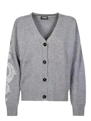 DONDUP Embroidered Buttoned Cardigan - Grey