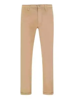 RE-HASH Cuffed Trousers With Logo Patch - Neutrals