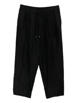 CALMLENCE Double Pleated Tapered Trousers - Black