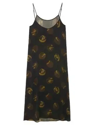 UMA WANG Anaya Circle-print Slip Dress - Brown