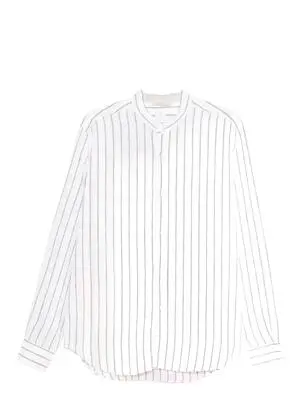 Eleventy Striped Collarless Shirt - White