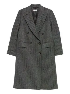 Alberto Biani Striped Wool Blend Coat - Grey