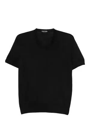 TOM FORD V-neck Knitted Tee - Black