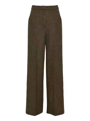 YVES SALOMON Tailored Flannel Trousers - Brown