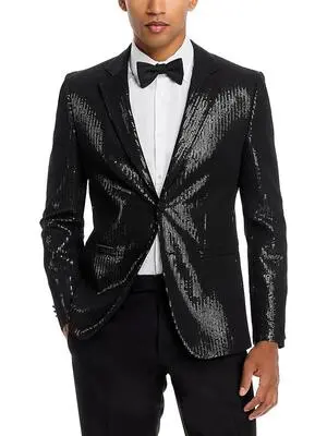 Hugo Arti Sequin Notch Extra Slim Fit Dinner Jacket - Black