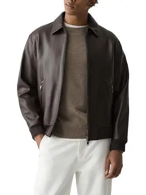 Theory Wyatt Leather Jacket - Brownwood